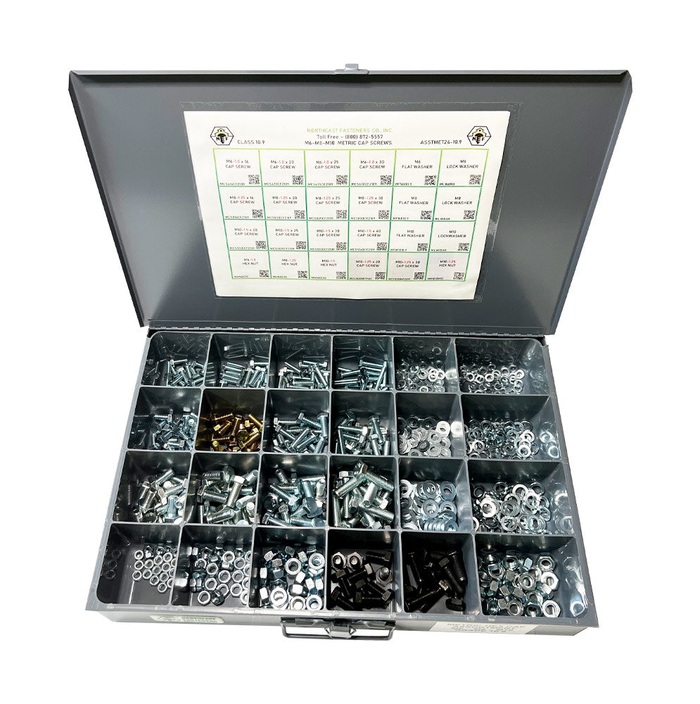 660 Piece Class 10.9 Cap Screw, Nut, and Washer Assortment Starter Kit ...