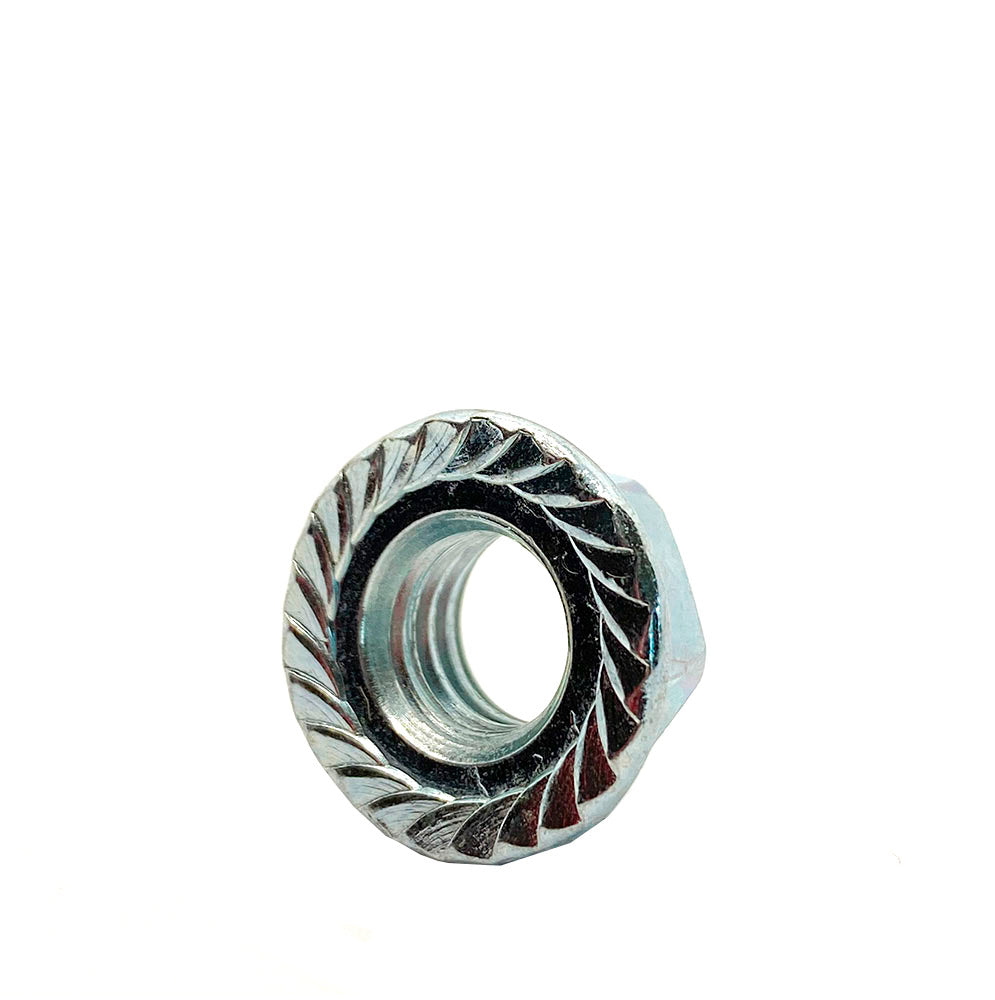 1/2-13in UNC Grade 2 Serrated Flange Nut Clear Zinc — NutsandBolts.com