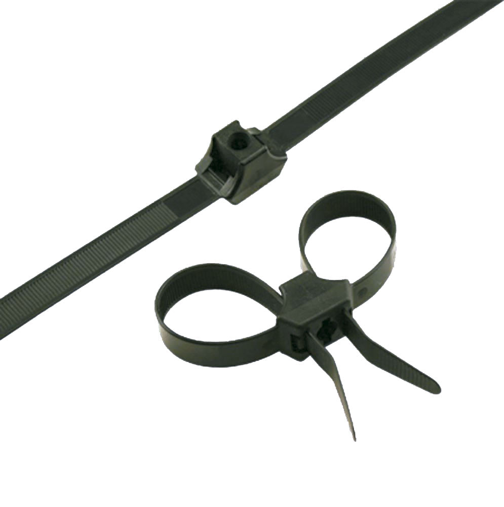 13in Dual Loop Cable Tie with Mounting Hole Black Nylon — NutsandBolts.com