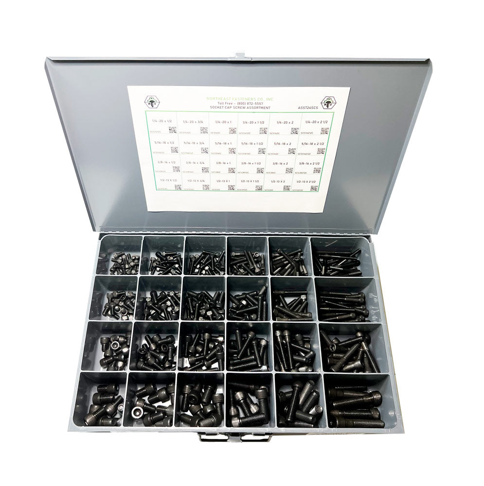 24-Hole Socket Cap Screw Assortment / 408 Pieces / Large Metal Drawer ...