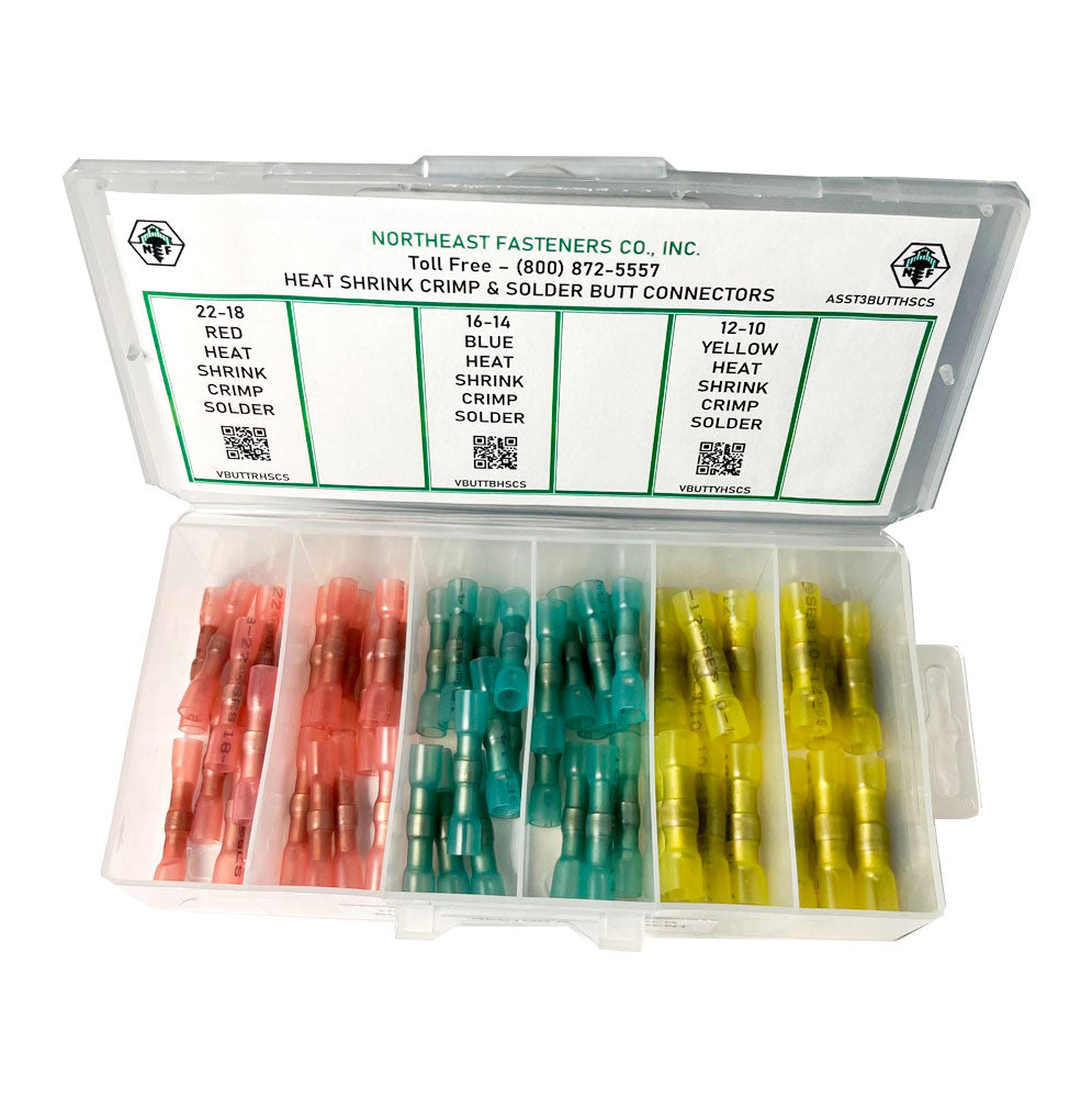 55 Piece Heat Shink Crimp and Solder Butt Connector Assortment Starter ...